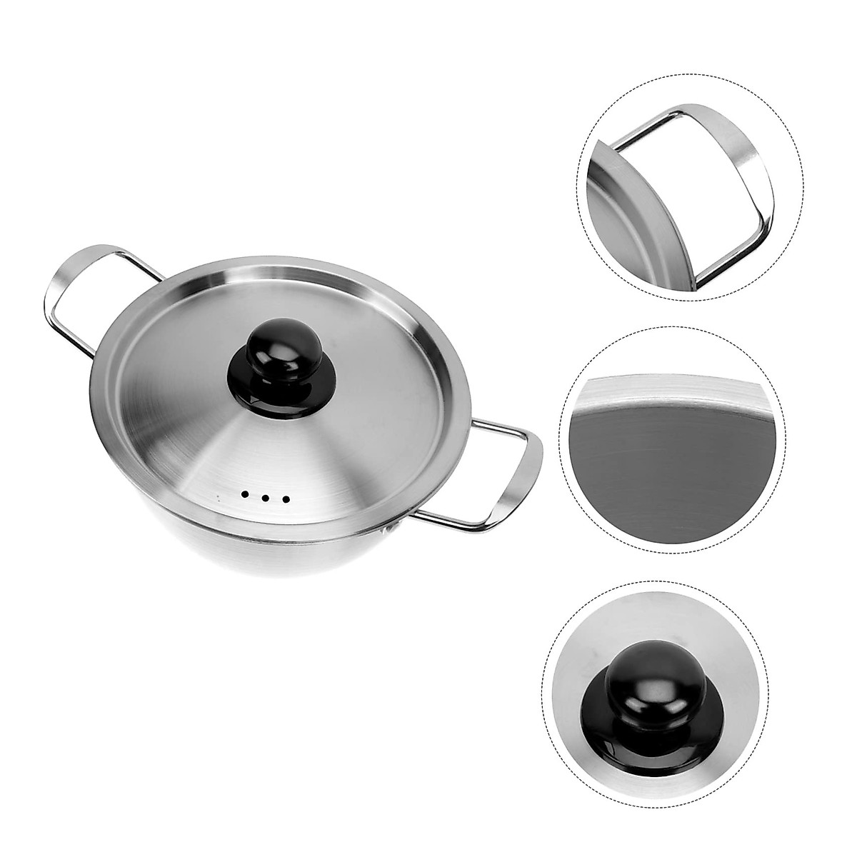 Ciieeo 1 Set Stainless Steel Instant Noodle Pot Pans with Lids Seafood Pot Korean Pots for Cooking Korean Ramen Noodle Pot Soup Pan Korean Noodle Pot Induction Pans Pots and Pans Binaural