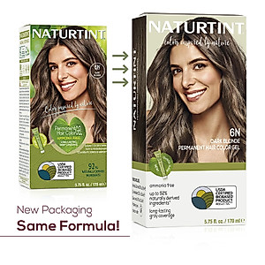 Naturtint 6N Dark Blonde Permanent Hair Color (Pack of 6), Ammonia Free, Vegan, Cruelty Free, up to 100% Gray Coverage, Long Lasting Results (Packaging may vary)
