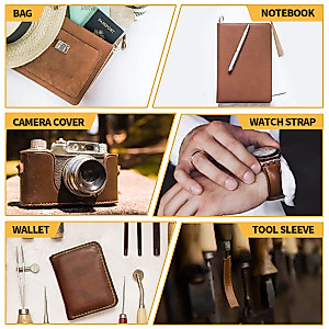 RingSun Bourbon Brown 12''X12'' Leather Sheets for Leather Crafts (2mm), Full Grain Leather Tooling Leather