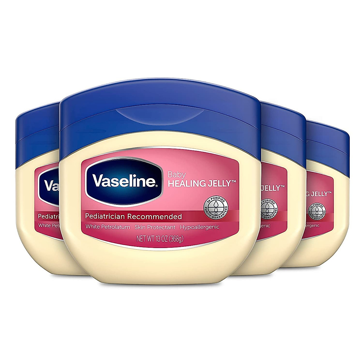 Vaseline Petroleum Jelly Baby Skincare Protective & Pure 4 Count Treats Dry Skin And Prevents Chaffed Skin From Diaper Rash Hypoallergenic And Gentle On Skin 13oz
