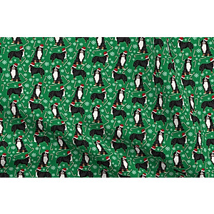 Spoonflower Fabric - Bernese Mountain Dogs Candy Canes Winter Snowflakes Green Christmas Printed on Petal Signature Cotton Fabric Fat Quarter - Sewing Quilting Apparel Crafts Decor