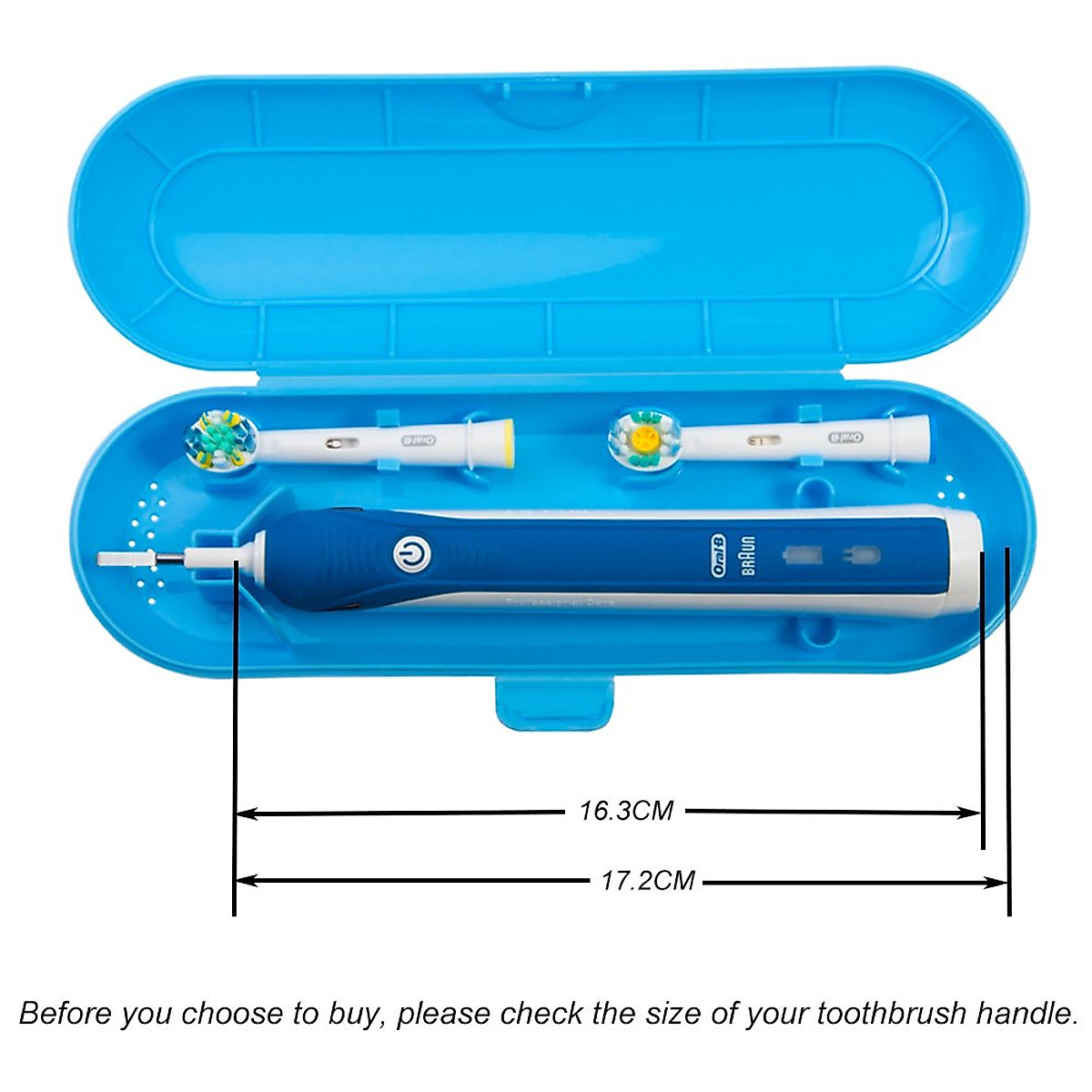 Nincha Portable Replacement Plastic Electric Toothbrush Travel Case for Oral-B Pro Series (Blue)