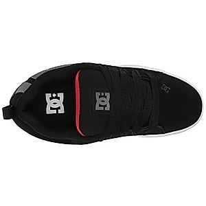 DC Shoes Men's Court Graffik Casual Low Top Skate Shoe Sneaker, Black/Grey/RED, 11