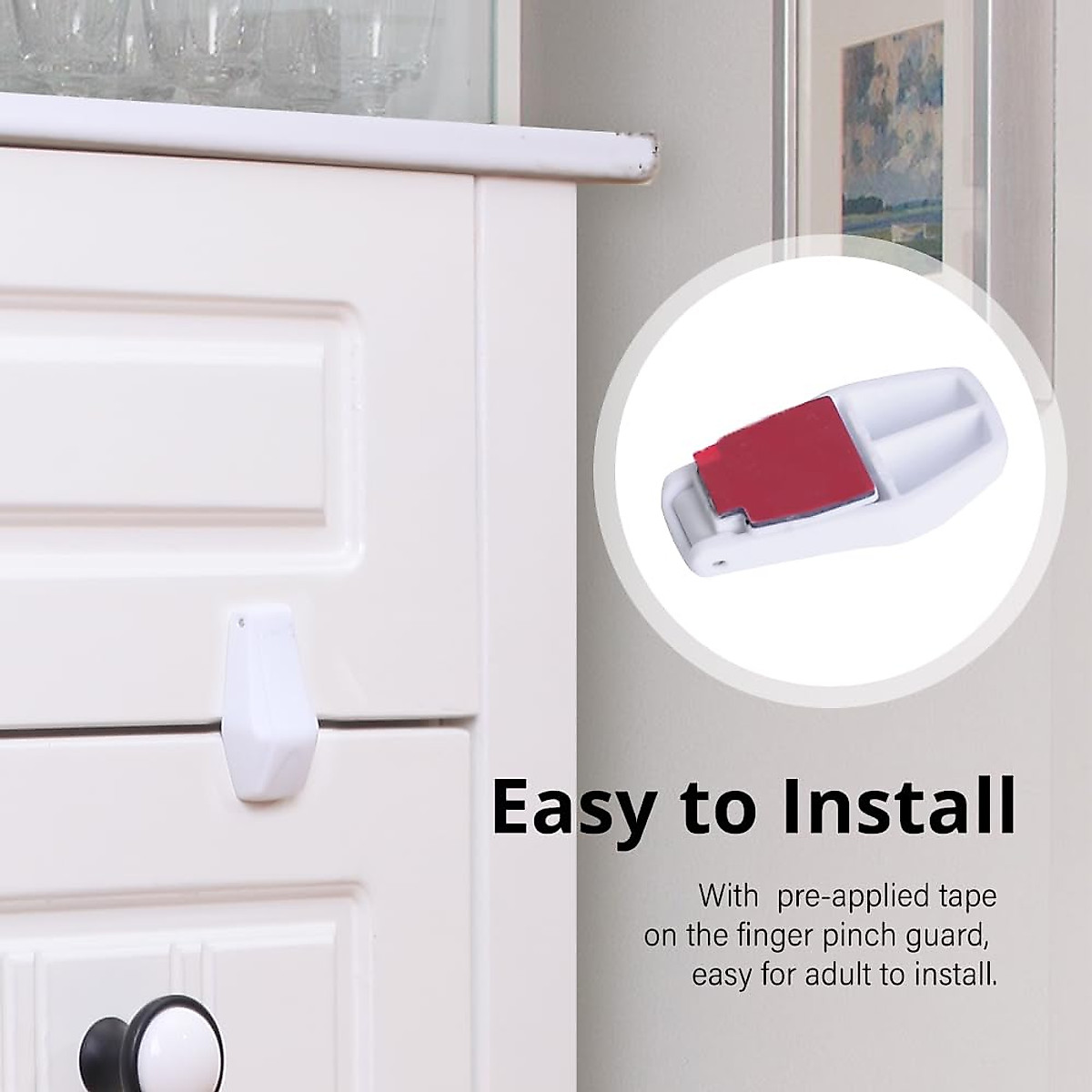 EUDEMON Plastic 8 Pack Kids Proofing Safety Drawer Stoppers Baby Safety Child Proofing Drawer Pinch Guards Easy to Install no Tools Need or Drill (White)