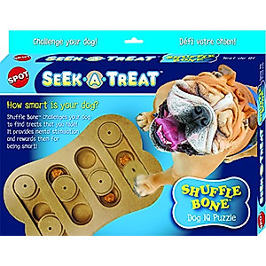 SPOT Ethical Pet Interactive Seek-A-Treat Shuffle Bone Toy Puzzle That Will Improve Your Dog's IQ, Specially Designed for Training Treats