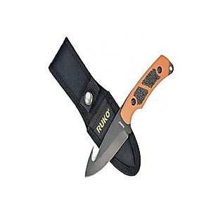Ruko RUK0105BZ-CS, 440A, 3-1/4" Fixed Blade Skinning Knife, Blaze Orange Handle, Clamshell