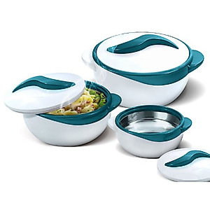 Pinnacle Insulated Casserole Dish with Lid 3 pc. Set 2.6/1.5/1 qt. Hot Pot Food Warmer/Cooler –Thermal Soup/Salad Serving Bowl- Stainless Steel Hot Food Container–Best Gift Set for Moms –Holidays