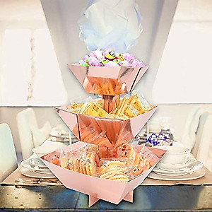 Rose Gold Birthday Party Supplies Decorations Cardboard Rose Gold Dessert Display Dessert Stand Candy Snack Cupcake Stand Cake Stand Bowl Stand Tower Display for Wedding