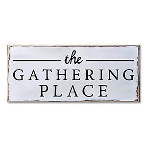 Farmhouse Welcome Sign The Gathering Place Wood Sign Vintage Retro Plaque Sign Family Customize Wall Art Decor Sign For Kitchen Living Room Garden Thanksgiving Gift Halloween Christmas Decoration