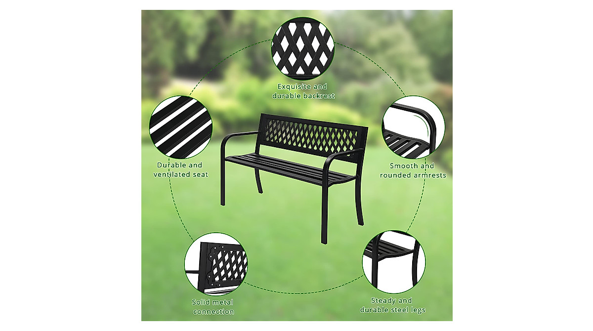 VINGLI Outdoor Bench - Comfortable Metal Garden Seating