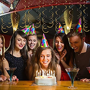 30 Pieces Gold Hanging Swirl Decorations Sparkle Golden Plastic Streamers Ceiling Decorations Wedding Bachelorette Baby Shower Birthday Party Anniversary Graduation Christmas New Year Decorations