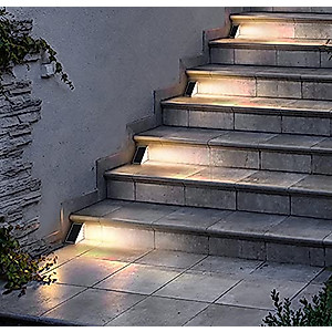YHXGLJDKA LED Solar Step Lights Outdoor Stair Lights, 6-Pack Wireless Security Lights Auto ON/Off, IP67 Waterproof Lights for Garden Backyard Garage Stair Step(Warm White)