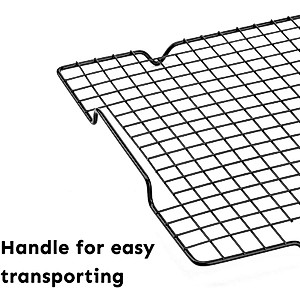 HULISEN Cooling Rack 2 Pack - 16" x 10", Nonstick Baking Rack with Handle fits Half Sheet Pan, Cookie Cooling Racks for Baking and Cooking, Wire Smoker Racks for Grilling, Oven Safe
