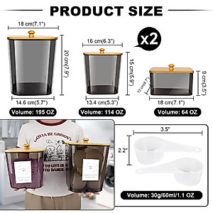 Zingbee 4 Pack Laundry Powder Container & Dryer Sheet Holder with Lids, Scoops & Labels - Plastic Laundry Organizer and Storage Jars for Pods, Detergent