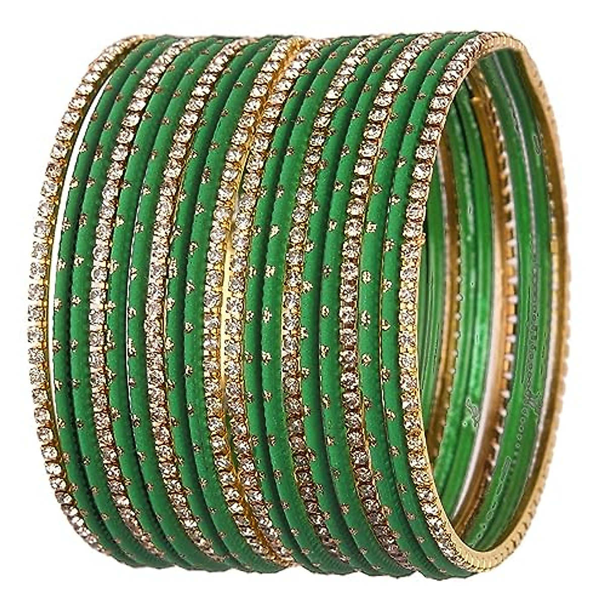 Efulgenz Indian Bangles for Women Indian Bangle Set Rhinestone CZ Plain Metal Bracelet Bangle Jewelry for Women