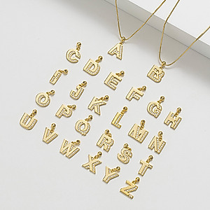 AIFOKIVO Letter C Charm Dangle 14K Golden Initial Beads, 925 Sterling Silver Customized Name Alphabet Necklace Pendant, for Cousin Couple Custom Gifts