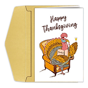 Funny Thanksgiving Turkey Card for Women Men, Hilarious Fall Seasons Card, Happy Thanksgiving Card for Family Friend, Thankful Holiday Card