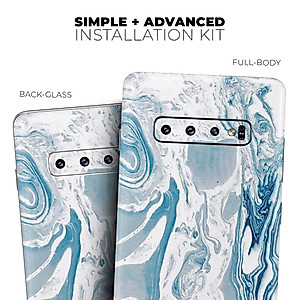 DesignSkinz Mixtured Blue 57 Textured Marble Protective Vinyl Decal Wrap Skin Cover Compatible with The Samsung Galaxy S20 (Screen Trim & Back Glass Skin)