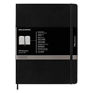 Moleskine PRO Notebook, Soft Cover, XL (7.5" x 9.5") Professional Project Planning, Black, 192 Pages