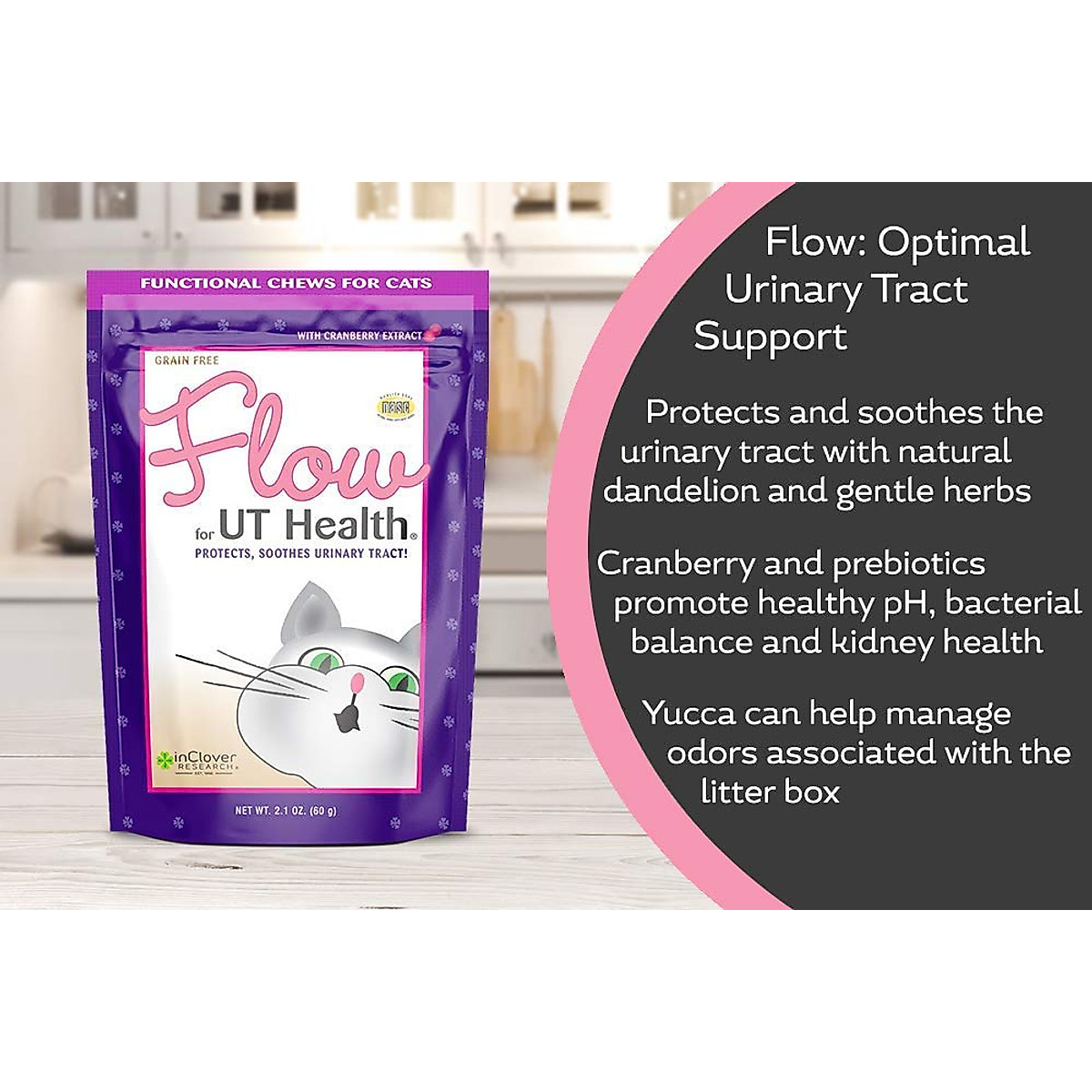 In Clover Smile Daily Dental Health Soft Chews for Cats (10.5 Oz) & Flow Soft Chews for Cats, Daily Support for UT Health (10.5 Oz)