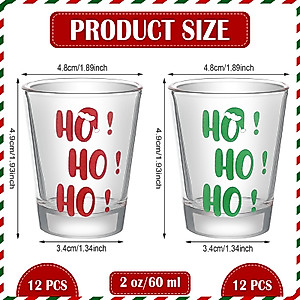 Sliner 24 Pcs Christmas Shot Glasses 2 oz Holiday Glass Cups with Ho Ho Ho Print Mini Christmas Glasses Drinkware Bulk for Drinking Liquor Vodka Whiskey Party Supplies Gifts Table Decoration