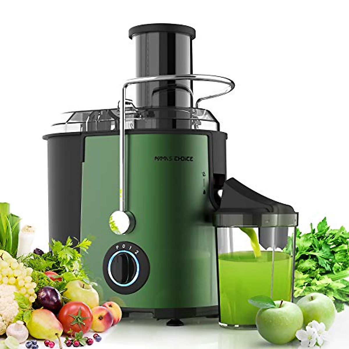 MAMA'S CHOICE Juicer Machine, 800W Juice Extractor with 3'' Big Mouth, 3 Speed Centrifugal Juicer for Whole Fruit Vegetable, Easy to Clean, Non-Slip Feet, BPA-Free