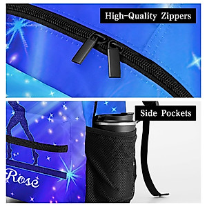 Liveweike Gymnastics Beam Sparkle Personalized Kids Backpack with Name Teen Girl Boy Primary School Travel Bag