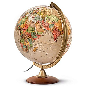 Waypoint Geographic Journey Globe, 12" Illuminated Antique Ocean-Style World Globe, Up-to-Date Globe, Durable Design, Reference Globe, Complements Any Home or Office Decor