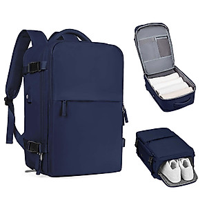 Laptop Travel Backpack For Women Men Airline Approved Carry On Bags For Airplanes Underseat Luggage Backpack For Traveling On Airplane Personal Item Travel Bag For Airlines Travel Essentials Navy Blue