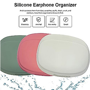 CIXVOEMK Silicone Headphone Organizer-Data Cable Storage Case-Mini Key Box-Portable Wired Headphone Organizer(Red-Grey-Green-3PCS)