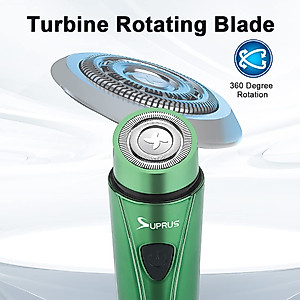SUPRUS Women’s Rechargeable Electric USB Shaver for Face Beard Mustache Arm Leg Armpit Bikini LED Battery (Green)