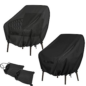 Timisea Waterproof Patio Chair Covers,Patio Seat Covers, Lounge Deep Seat Lounge Chair Dining Chair Cover,Garden Chair Covers,Heavy Duty Outdoor Chair Cover for Balcony 35" W x 38" D x 30" H (2 pcs)