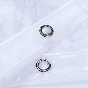 WellColor Short Shower Curtain Liner 65 inch, Pebble Translucent EVA Bath Shower Liners, Heavy Duty, Cobblestone, 72 x 65 inch