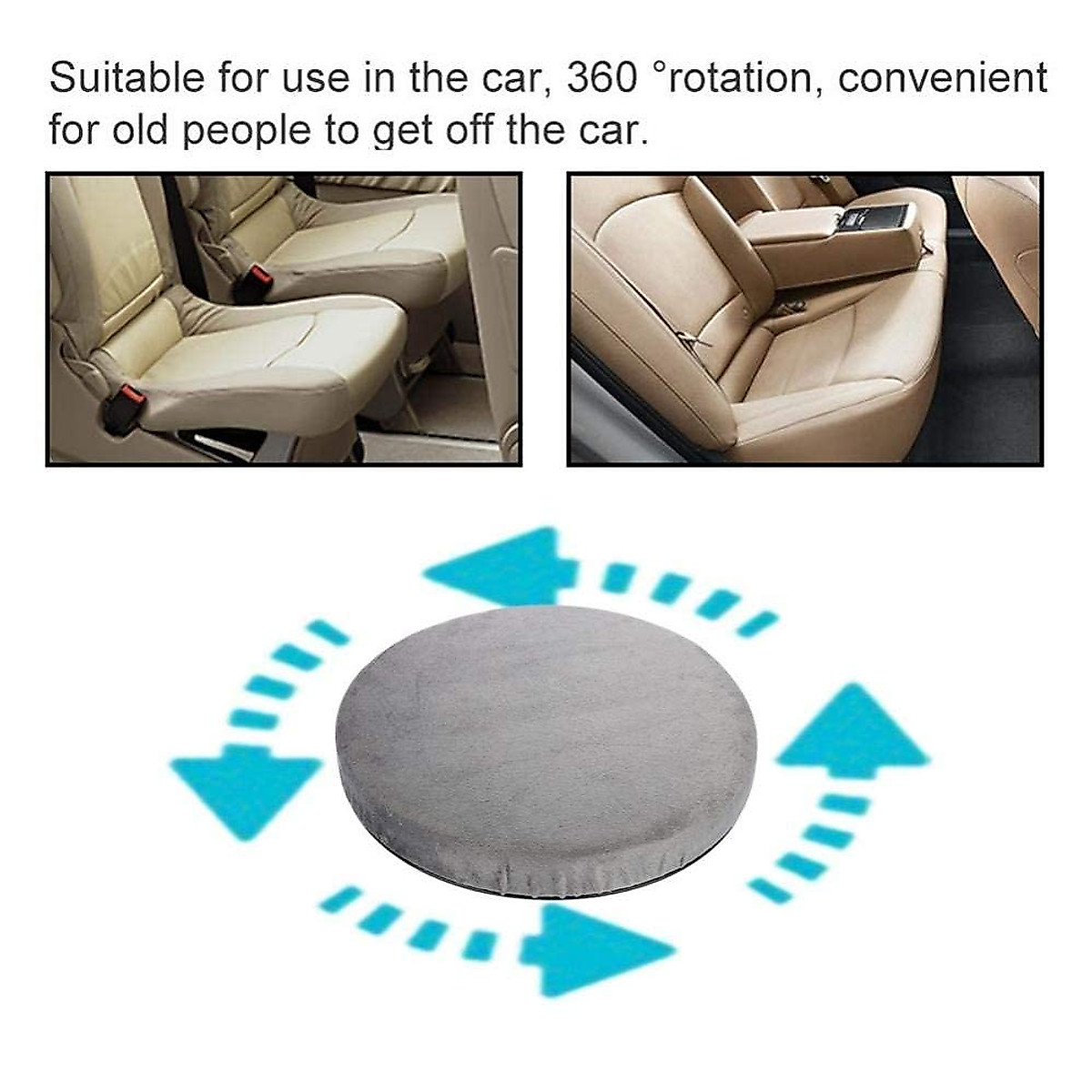 Swivel Car Seat Cushion, 360 Degree Rotation Seat Cushion, Comfort Deluxe Gel Swivel Seat Cushion Featured for Home,Office Chair, Stool (15.3X15.3X1.9)