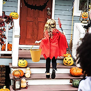 Zhenpony Halloween Trick or Treat Bag, Pumpkin Canvas Candy Tote Bucket Multipurpose Portable Collapsible Reusable Goody Bucket - Best Halloween Party Gifts