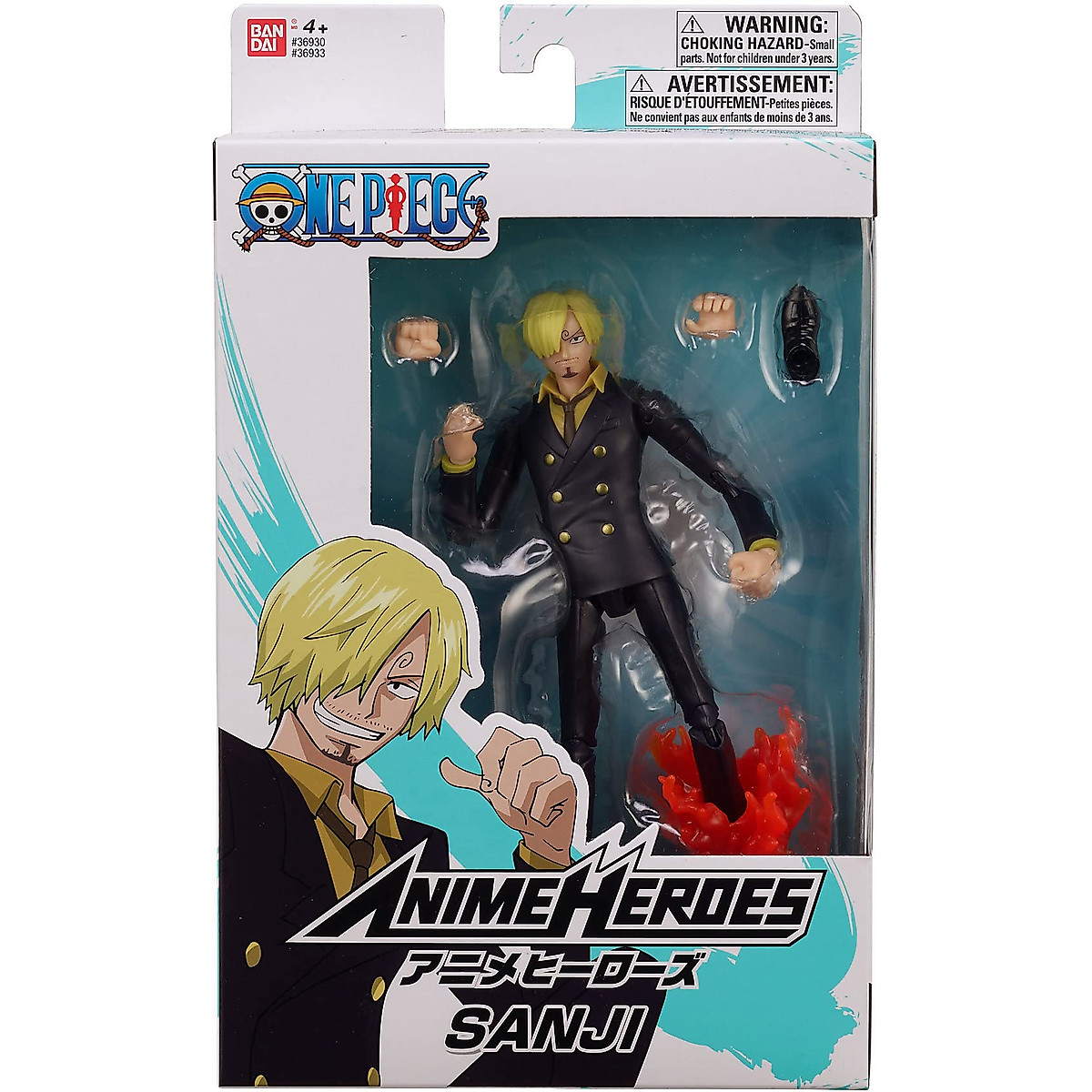 BANDAI Anime Heroes One Piece Figures Sanji Action Figure | 17cm Articulated Sanji Anime Figure with Swappable Arms and Faces One Piece Action Figures Pirate Toys Range