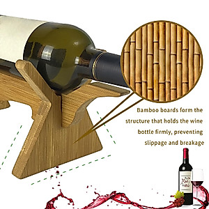 Bantlou Wood Table Top Wine Rack, Single Bottle Countertop Holder for Home Party Bar Decorations, Wine Lover Gift, Home Decor
