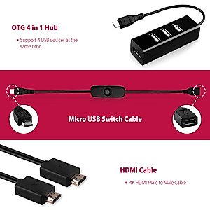 GeeekPi Starter Kit for Raspberry Pi Zero 2 W, with Zero 2 W Aluminum Case, 64GB Card Preloaded OS, QC3.0 Power Supply, 20Pin Header, Micro USB to OTG Adapter, HDMI Cable, Heatsink, Switch Cable