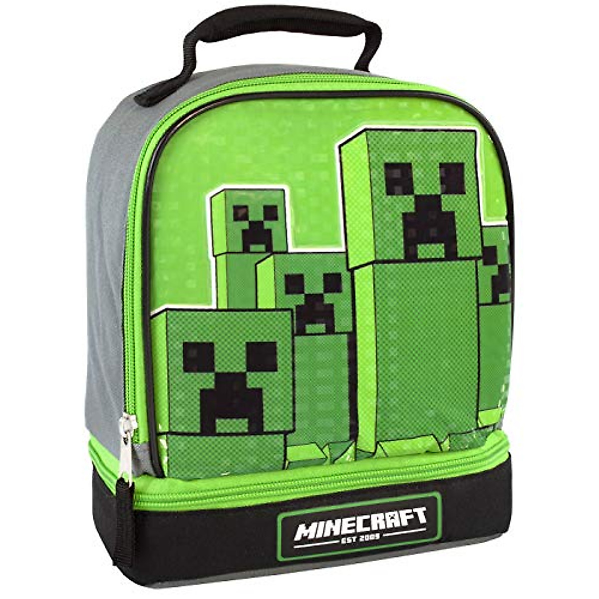 Minecraft Lunchbox Creeper Zip Compartment Green Lunch bag One Size