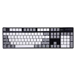 AK50 Wired Classic 104 Mechanical Gaming Keyboard – Black Switches - PBT Keycaps – Grey-White Matching – White Backlit - Durable Aluminum Frame – for Windows Computer Office Gaming PC - Black