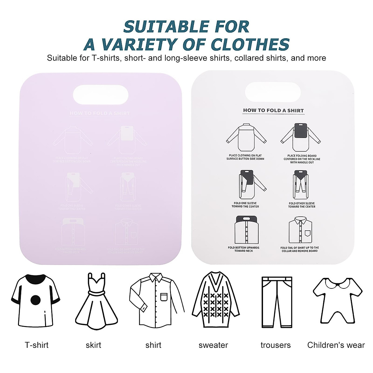 Cabilock 6 Pcs Clothes Board Clothes Folding Board Pants Folding Board for Shirt Pants Folding Board Plastic Folder Board Shirt Form Template Household Pp Travel Lining Clothing