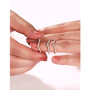 ATTA GEMS Women Rings Sterling Silver Rings Moissanite Rings for Women 18K Gold Plated S925 Silver Dainty Stacking Wedding Band Engagement Rings (tear, 6)