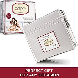 Mellanni Queen Sheet Set - Iconic Collection Bedding Sheets & Pillowcases - Soft, Cooling Bed Sheets - Deep Pocket up to 16" - Wrinkle, Fade, Stain Resistant - 4 PC (Queen, Striped Gray/Silver)