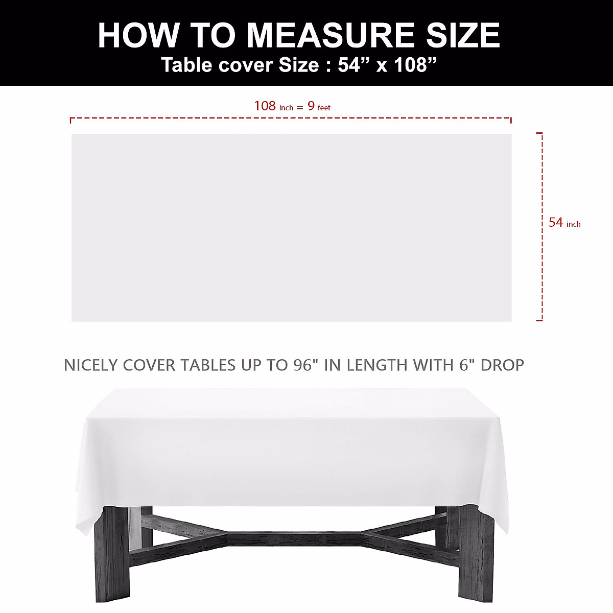 Party Essentials Heavy Duty Plastic Table Cover Available in 44 Colors, 54" x 108", Neon Green