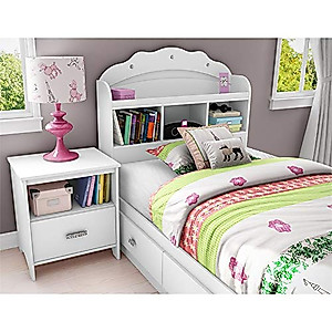 South Shore Tiara Wood Twin Bookcase Storage Bed in Pure White