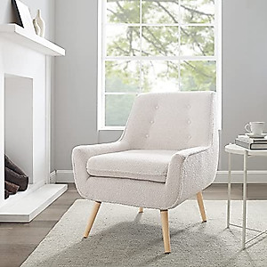 Linon Ivory Sherpa Accent Reid Chair, White