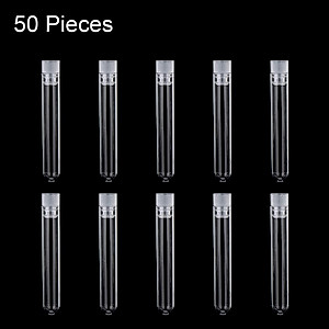 Hicarer 50 Pieces Clear Plastic Test Tubes 12 by 75 mm with Push Caps, 5 ml