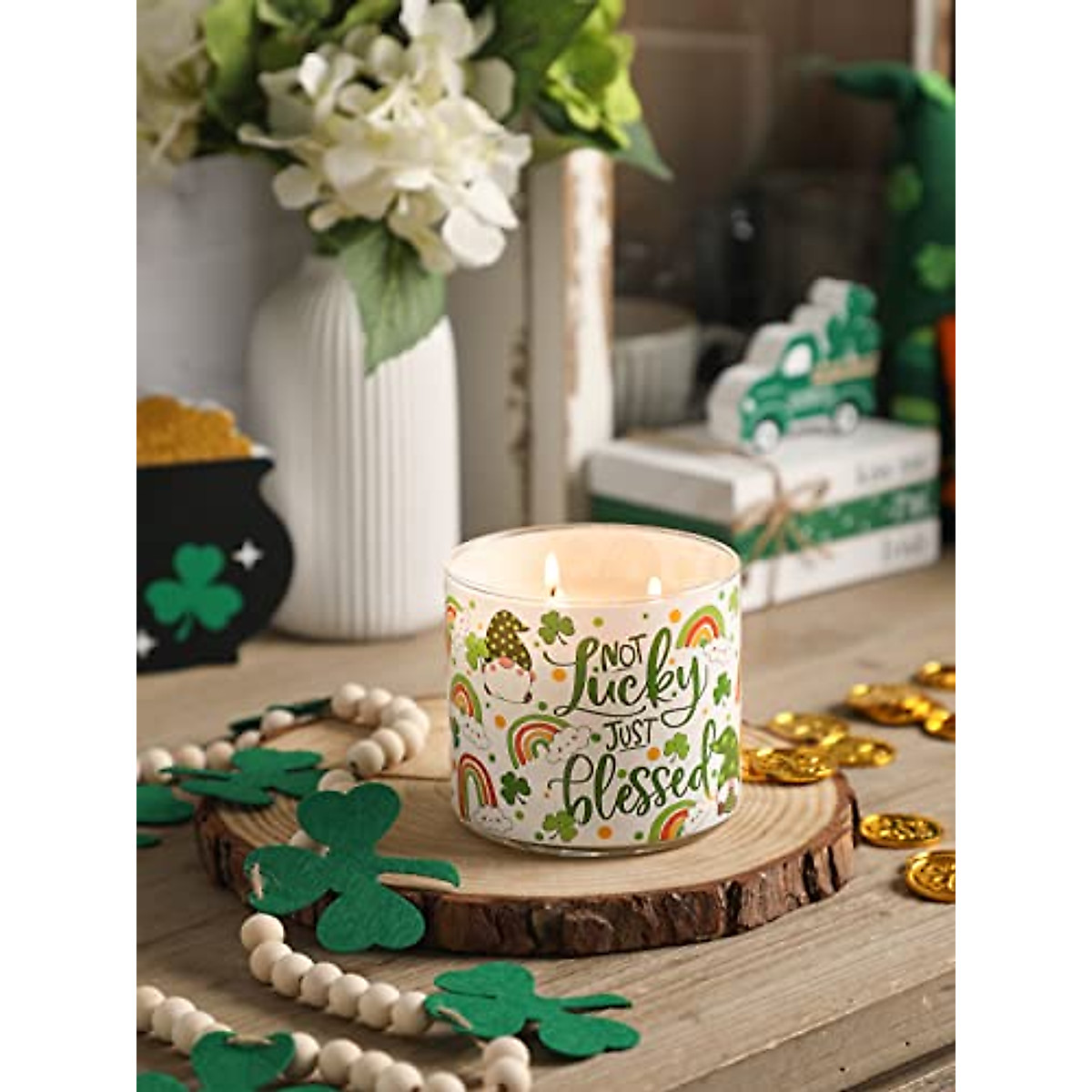 St. Patrick’s Day Eucalyptus Mint Scented Candle 3 Wicks Large Jar, 14 oz