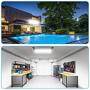 HWaySoul LED Shop Lights 100W 10000LM 6000K Super Bright Garage Light with Plug IP66 Waterproof LED Daylight White Shop Lights for Garage Warehouses Shops 2Pack