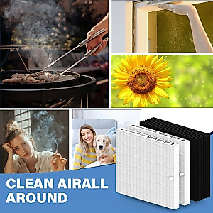 SAKEGDY AP-1512HH Filter Replacement for Coway Airmega AP1512HH, 200M Air Cleaner Purifiers, Part #3304899, 1 Washable Pre-Filter & 3 True HEPA & 6 Carbon Pre-Filters